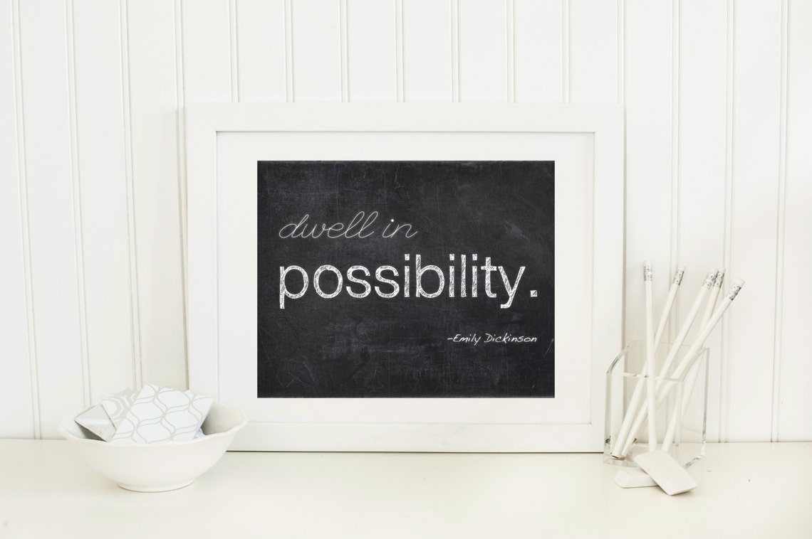 Word Art Print Emily Dickinson Quote Art Black and White | Etsy