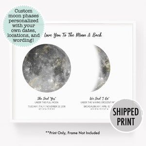 Personalized Moon Phase by Date, Custom Anniversary Gift, Personalized ...