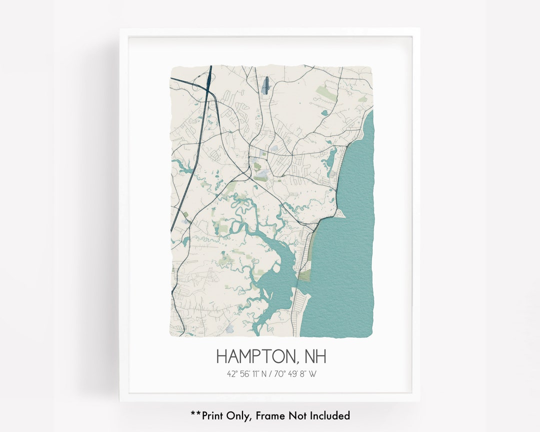 Hampton NH City Map Art Print, Hometown Map Poster, City Map New ...