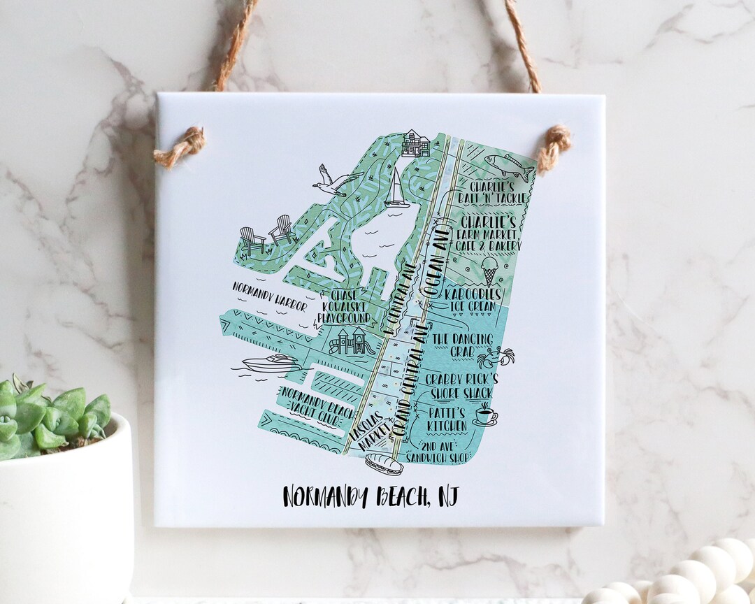 Normandy Beach NJ Illustrated Map Tile Art Hand Drawn - Etsy Normandy Beach NJ Illustrated Map Tile Art Hand Drawn - Etsy