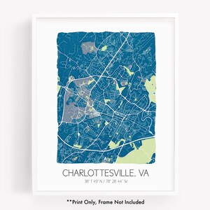 Charlottesville VA City Map Art Print, Hometown Map Poster, City Map ...