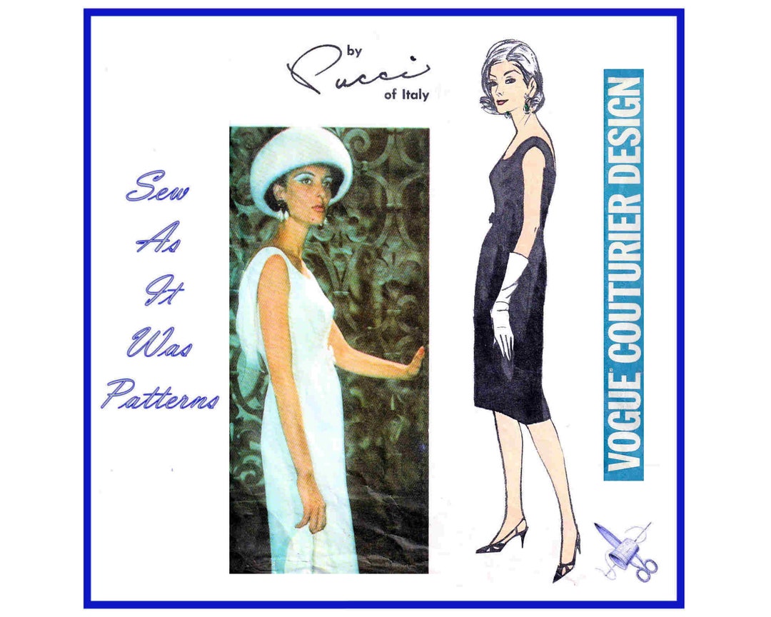 Vogue 1337 Couturier Design Pucci 1960s Sheath Dress Back Cowl Vintage ...