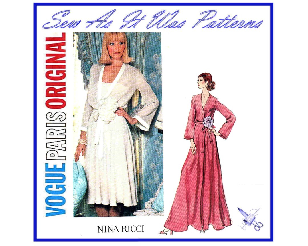 FF Vogue Paris Original 1124 Nina Ricci Flared Evening Dress Surplice V ...