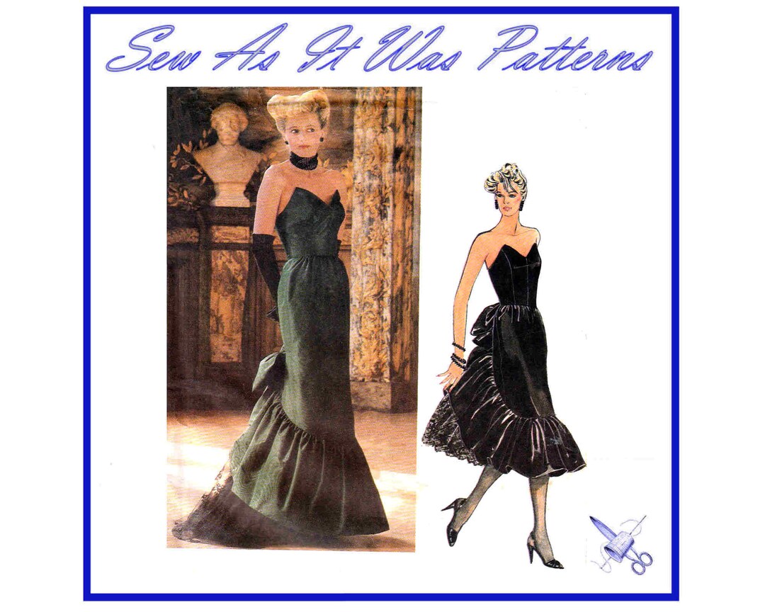 FF 1980s Vogue 1471 Designer Original Bellville Sassoon Strapless ...