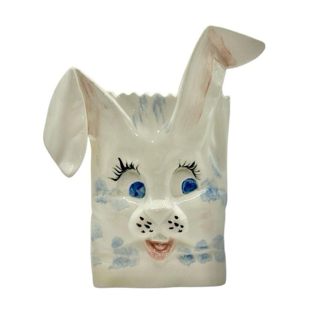Happy Bunny Rabbit Big Ears Vintage Planter for Succulents or Air Fern ...