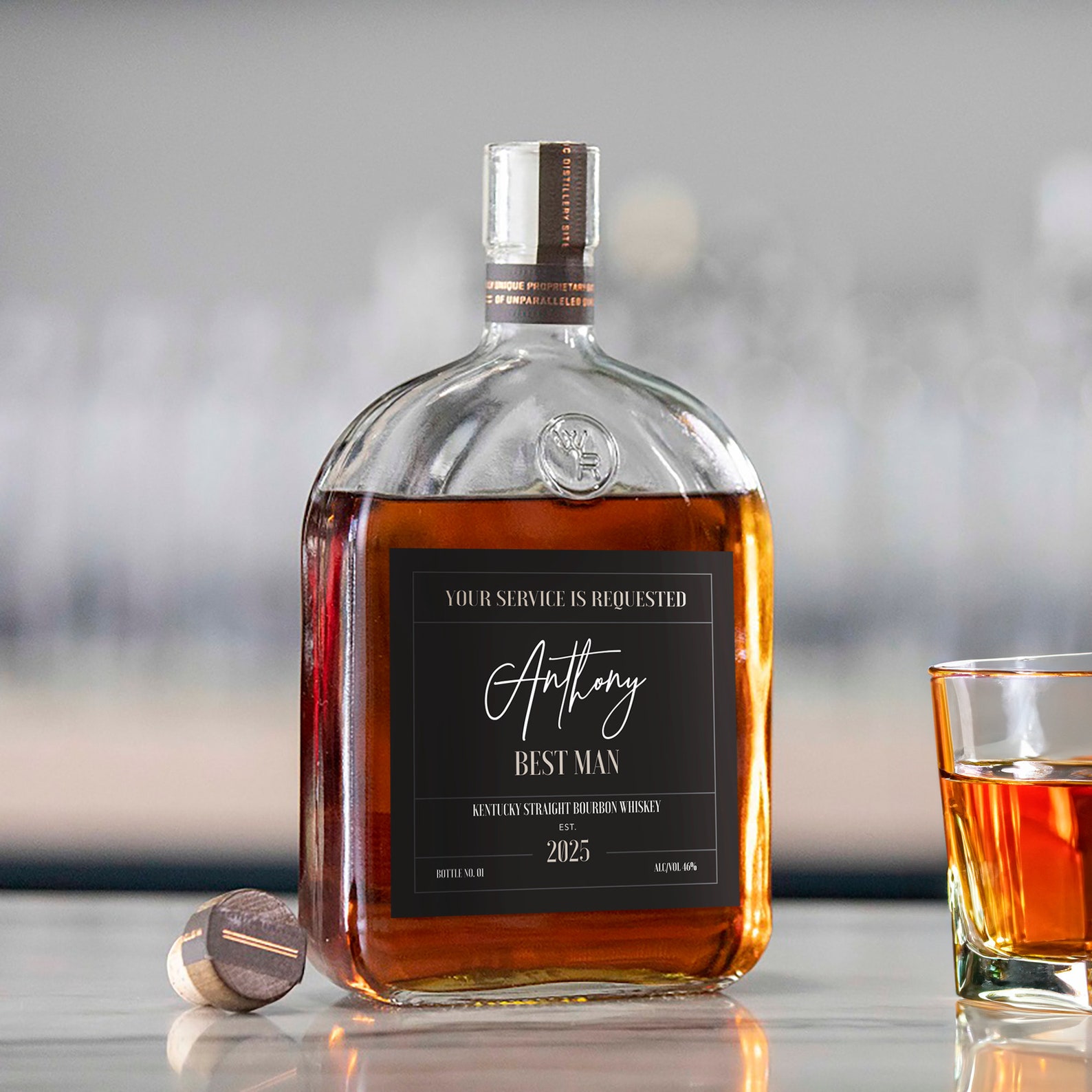 Minimalist Best Man Groomsman Bridesman Bourbon Whiskey Label ...