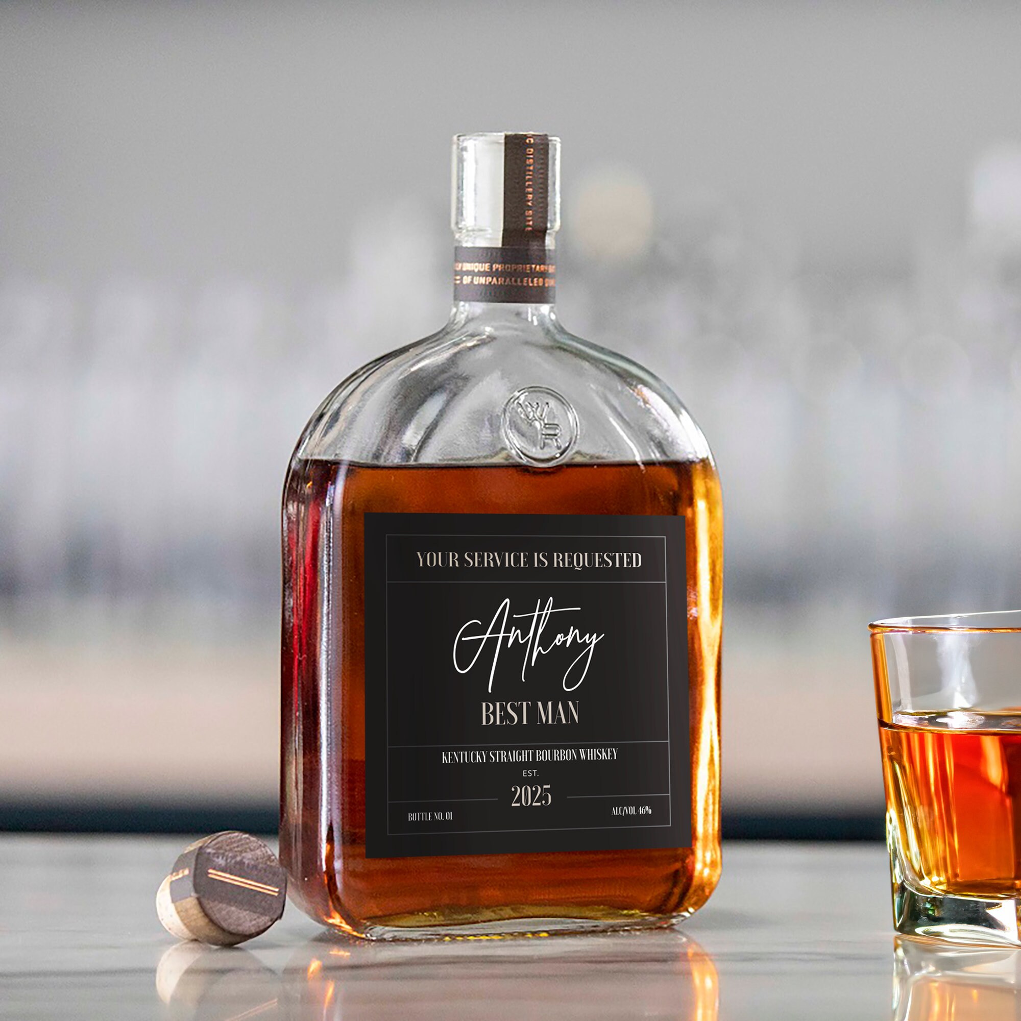 Minimalist Best Man Groomsman Bridesman Bourbon Whiskey Label ...