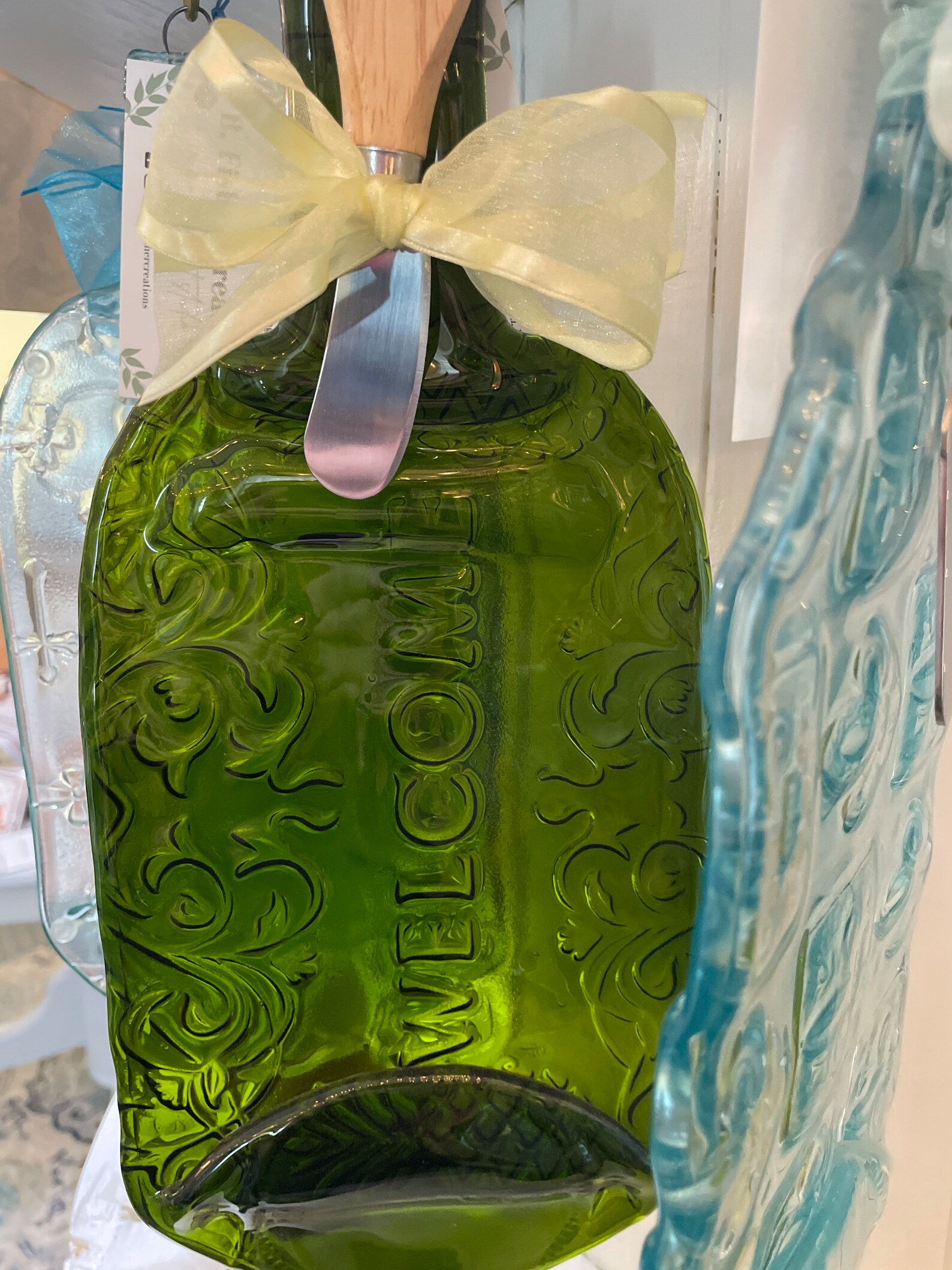 Recycled Bottle - Welcome Cheese/appetizer Plate With Spreader - Etsy