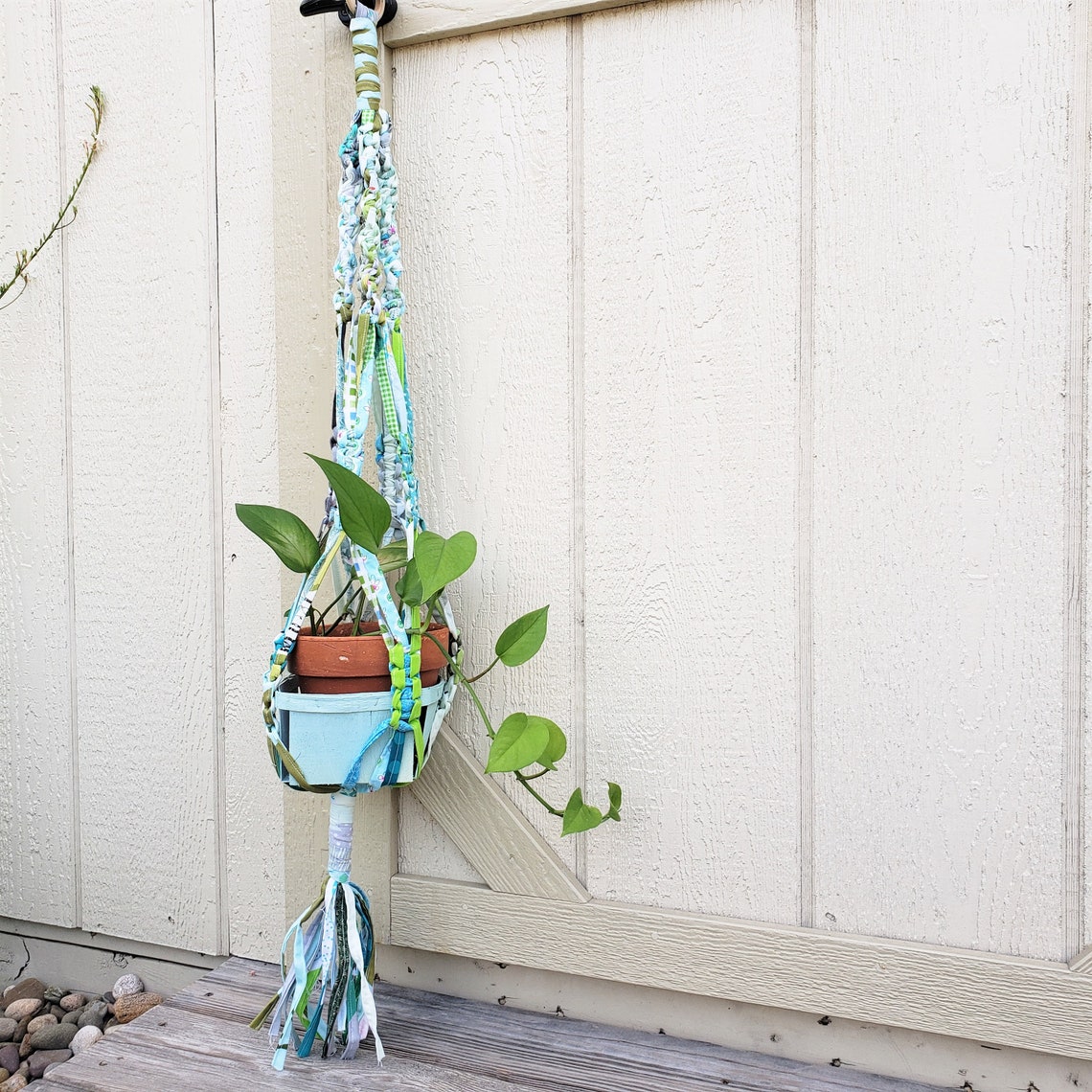 Macrame Plant Hanger Quilt Strips Macrame Plant Hanger With - Etsy