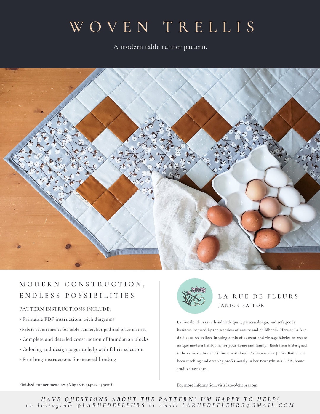 Woven Trellis Table Linens Bundle PDF Pattern - Etsy