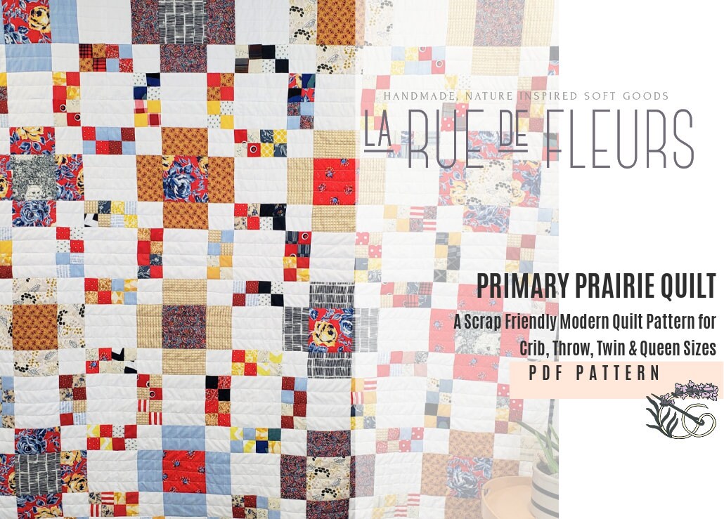 Modern Quilt Pattern Primary Prairie Quilt PDF Pattern Scrap | Etsy