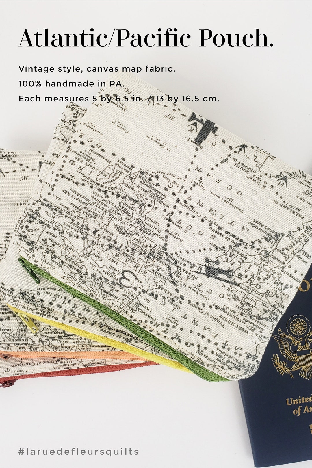 Zipper Pouch (atlantic Pacific), Purse Pouch, Travel Zipper Pouch ...