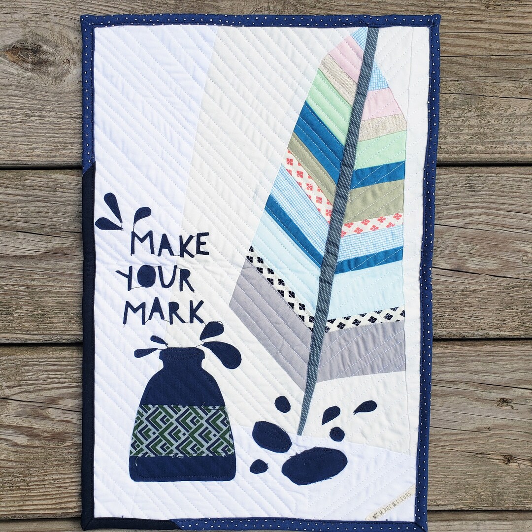 Feather Quill Art Quilt: Handmade Writer's Wall Hanging (16x11in) - Etsy