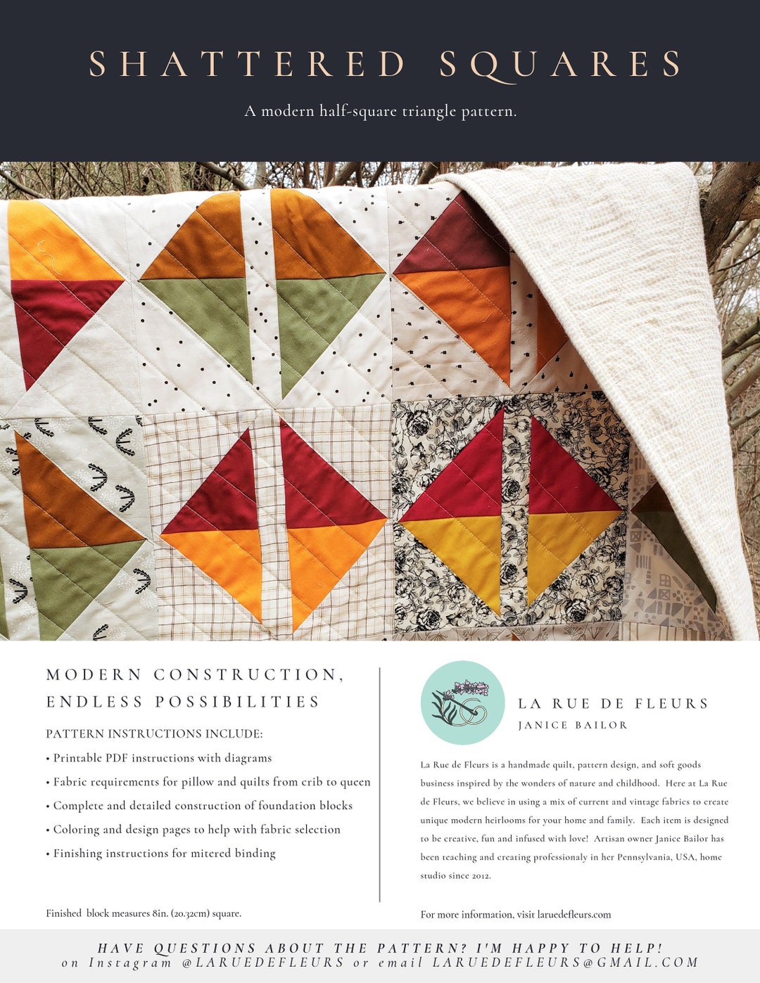 Shattered Squares Modern Quilt Pattern (PDF) - Etsy