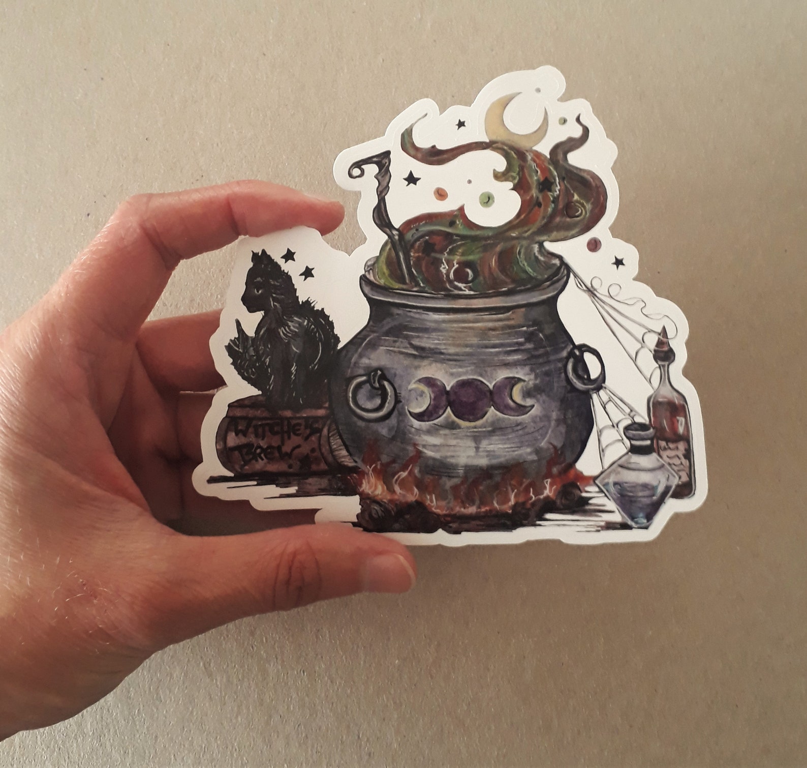 Witch Cauldron Vinyl Sticker Glossy Vinyl Sticker Cauldron | Etsy