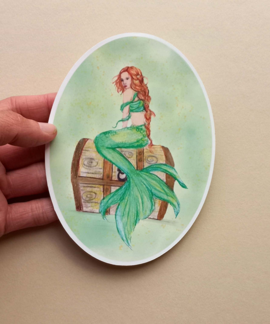 Mermaid Sticker, Mermaid Journal Sticker, Mermaid and Treasure Chest ...