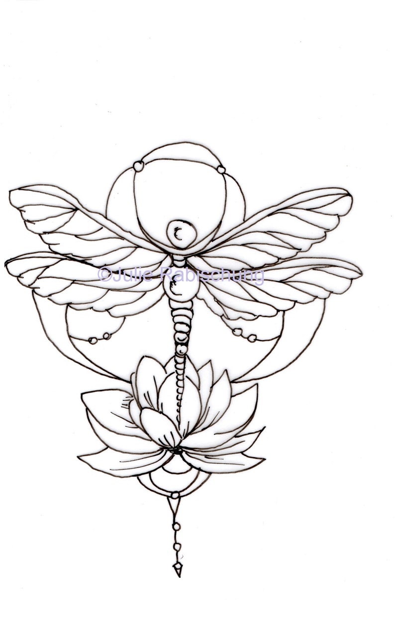 Dragonfly and Lotus Tattoo Design,dragonfly Tattoo,lotus Flower Tattoo ...