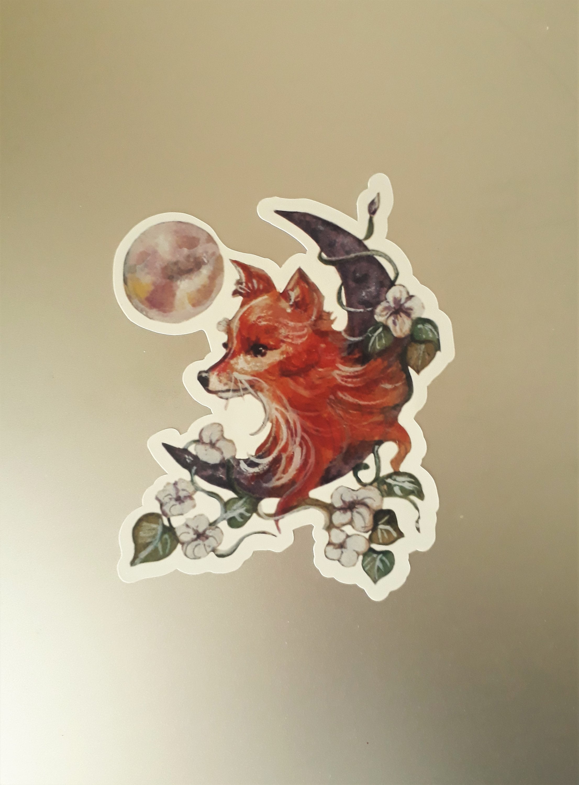 Fox and Moon Vinyl Sticker Fox Sticker Animal Sticker - Etsy
