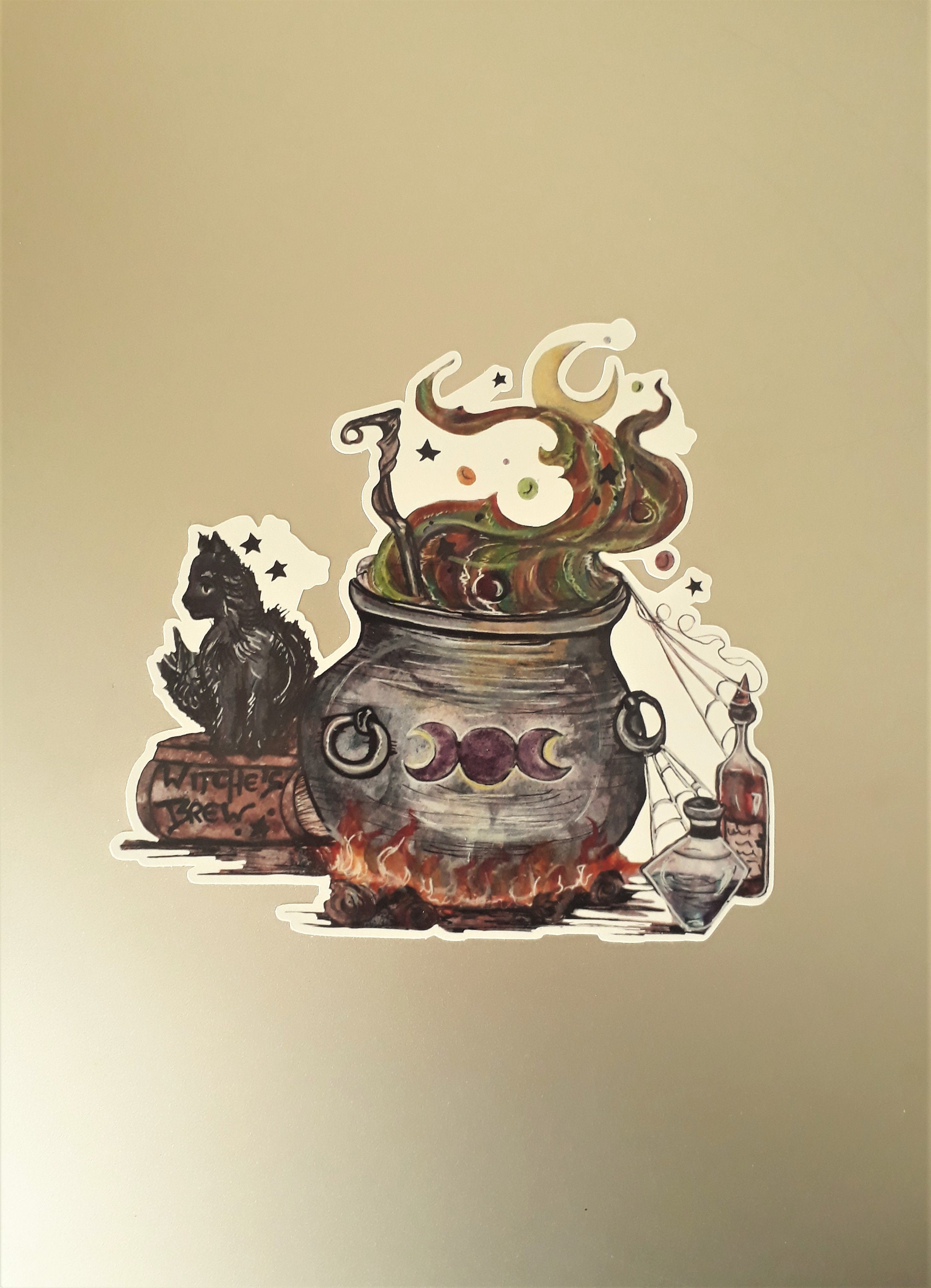 Witch Cauldron Vinyl Sticker Glossy Vinyl Sticker Cauldron | Etsy