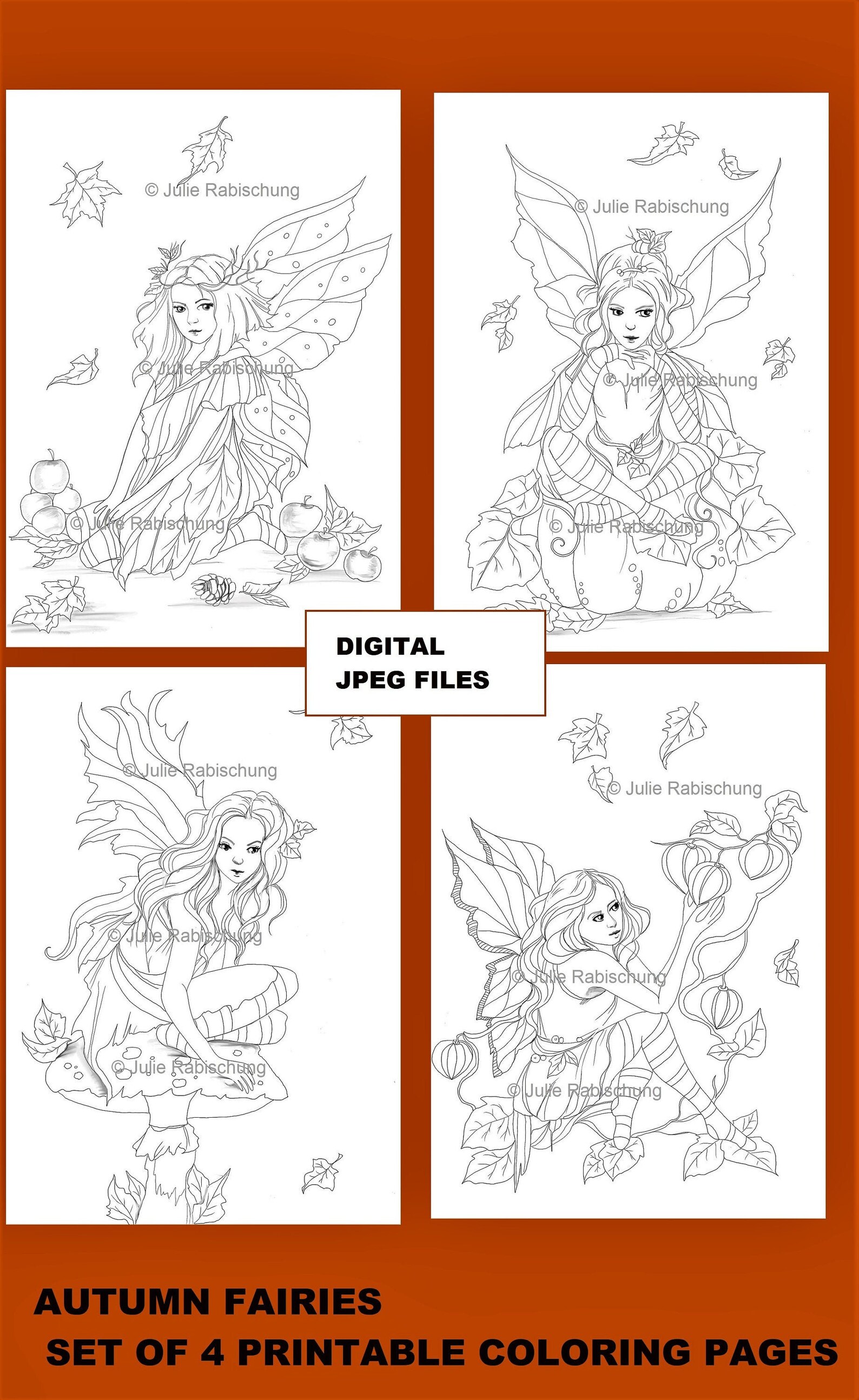 Autumn Fairies Coloring Pages Bundle Autumn Fairies Coloring | Etsy