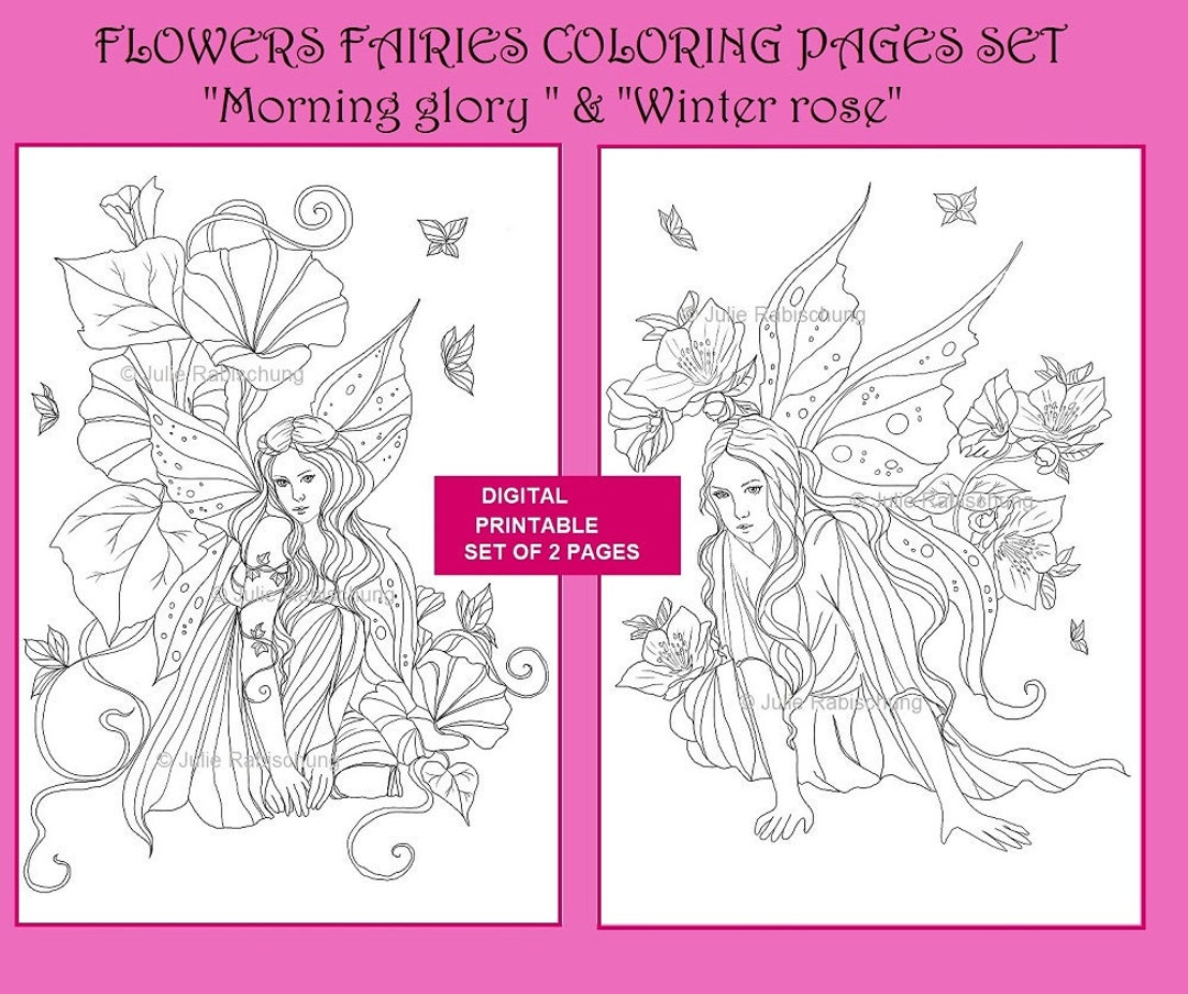 Flower Fairies Coloring Pages Set, Flower Fairy, Flower Fairy Coloring ...