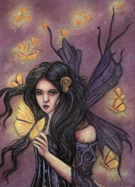 Fairy Art Print Dark Fairy Art Print Fairy and Butterflies - Etsy
