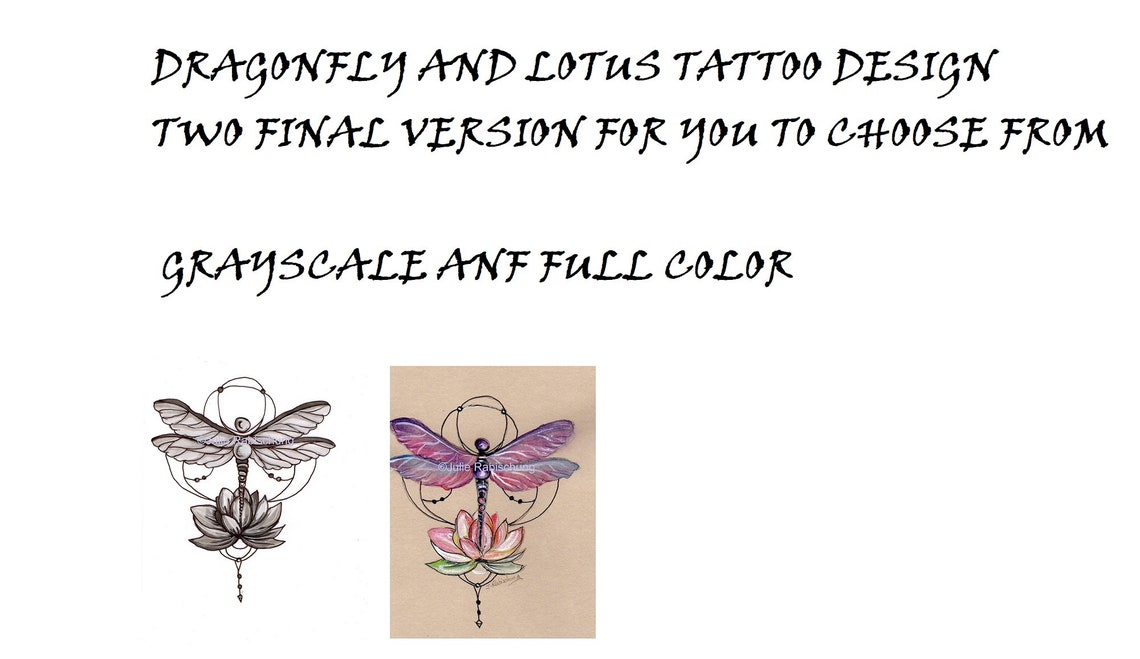 Dragonfly and Lotus Tattoo Design,dragonfly Tattoo,lotus Flower Tattoo ...