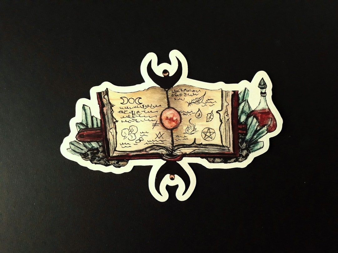 Spell Book Sticker, Grimoire Sticker, Witch Grimoire Vinyl Sticker ...