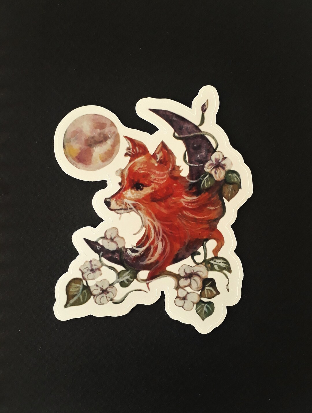 Fox and Moon Vinyl Sticker, Fox Sticker, Animal Sticker, Tattoo Style ...