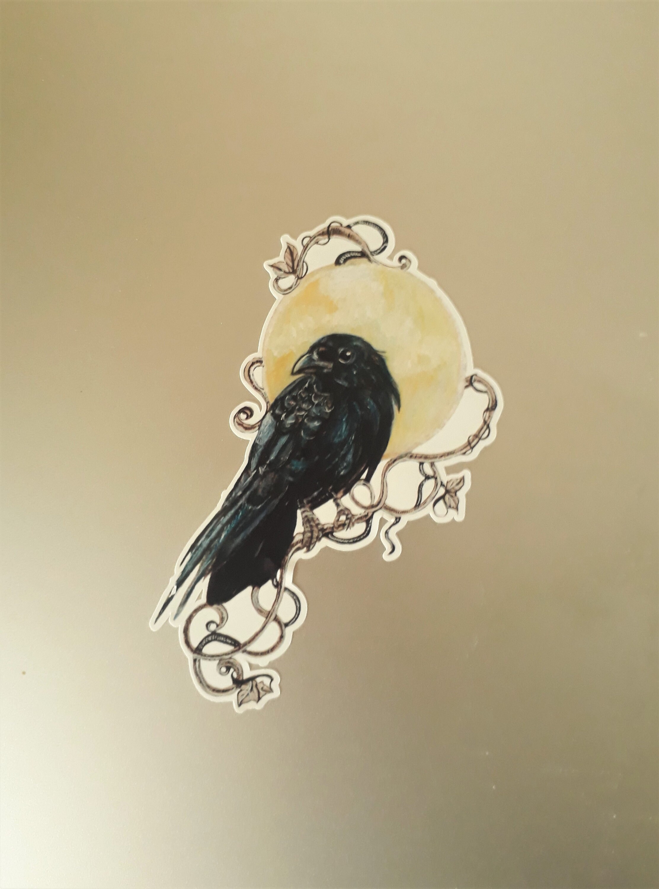 Raven Vinyl Sticker Raven and Moon Sticker Raven and Moon - Etsy