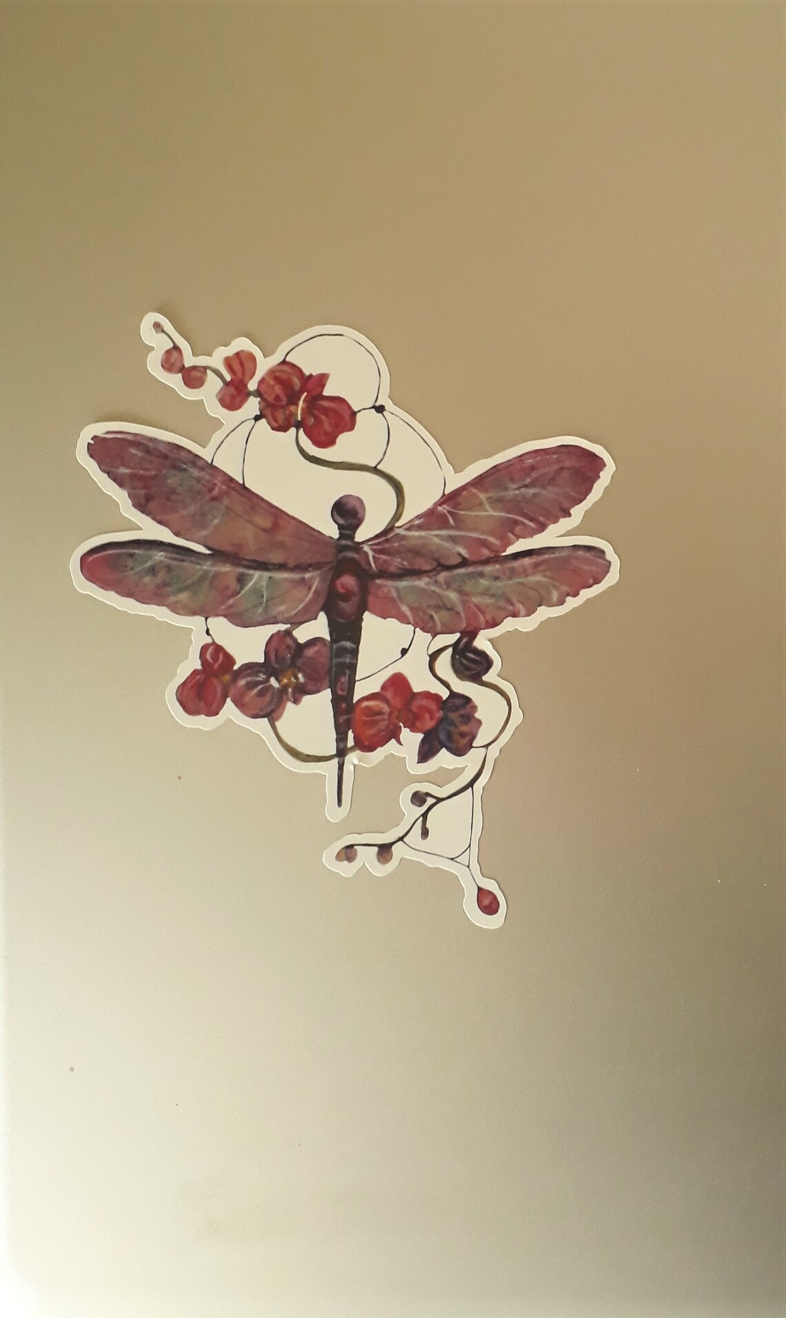 Dragonfly Vinyl Sticker, Dragonfly and Flowers Sticker, Dragonfly ...