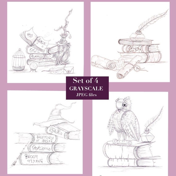 School of Magic Coloring Pages Set Witch and Magic Coloring | Etsy