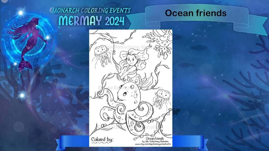 Cute Mermaid With Octopus Coloring Page, Cute Mermaid Coloring Page ...
