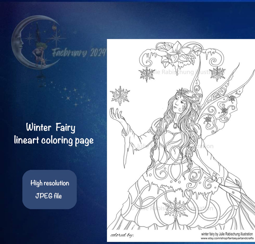 Fairy Coloring Page, Winter Fairy Coloring Page, Fairy Adult Coloring ...