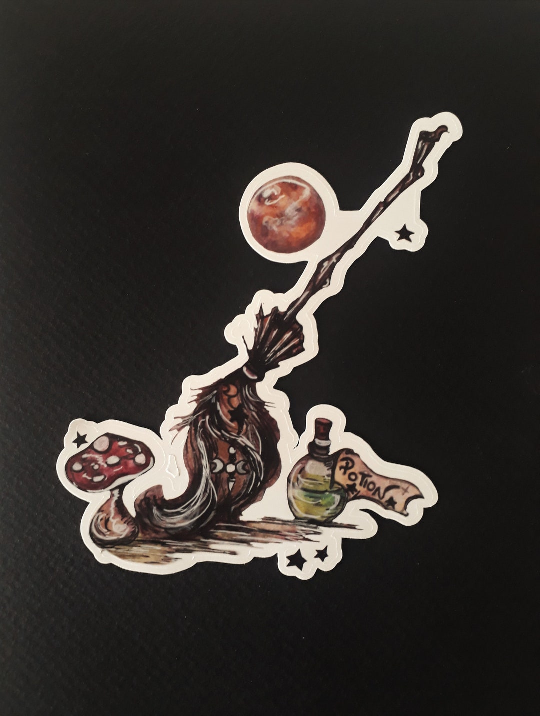 Witch Broom Vinyl Sticker, Witch Sticker, Witchy Sticker, Broom Sticker ...