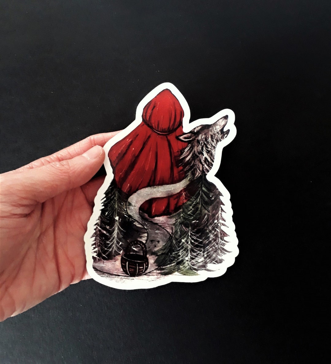 Little Red Riding Hood Sticker, Fairy Tales Vinyl Decal, Red Riding ...