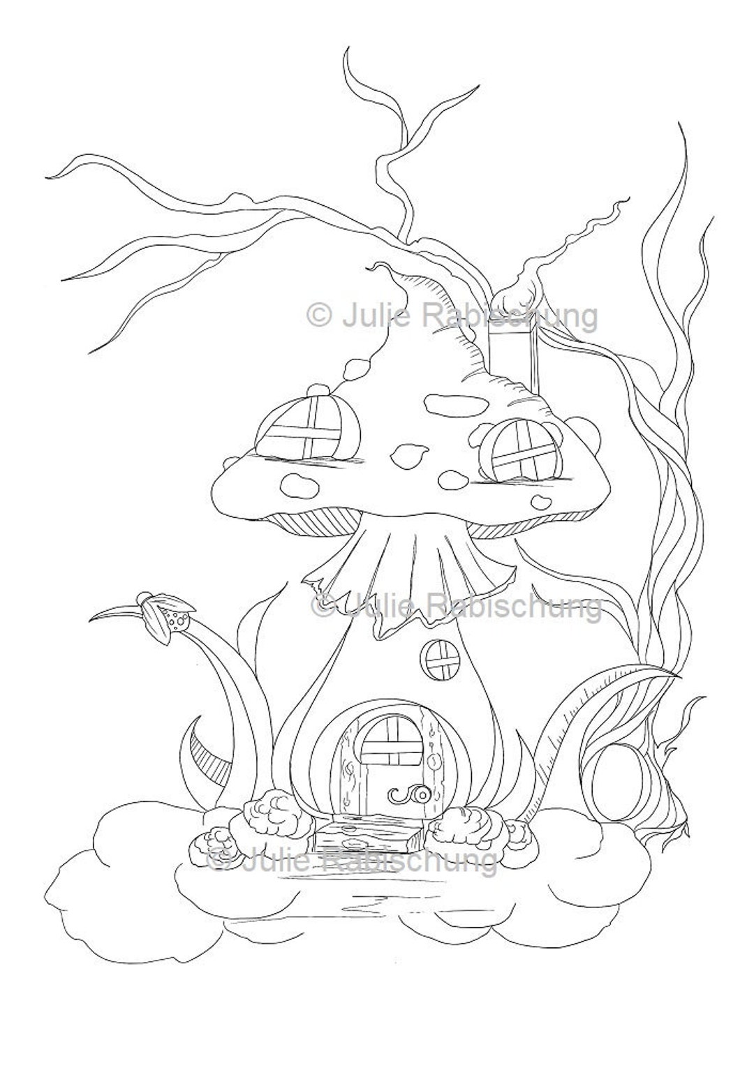 Toadstool House Coloring Pageprintable Toadstool Coloring - Etsy