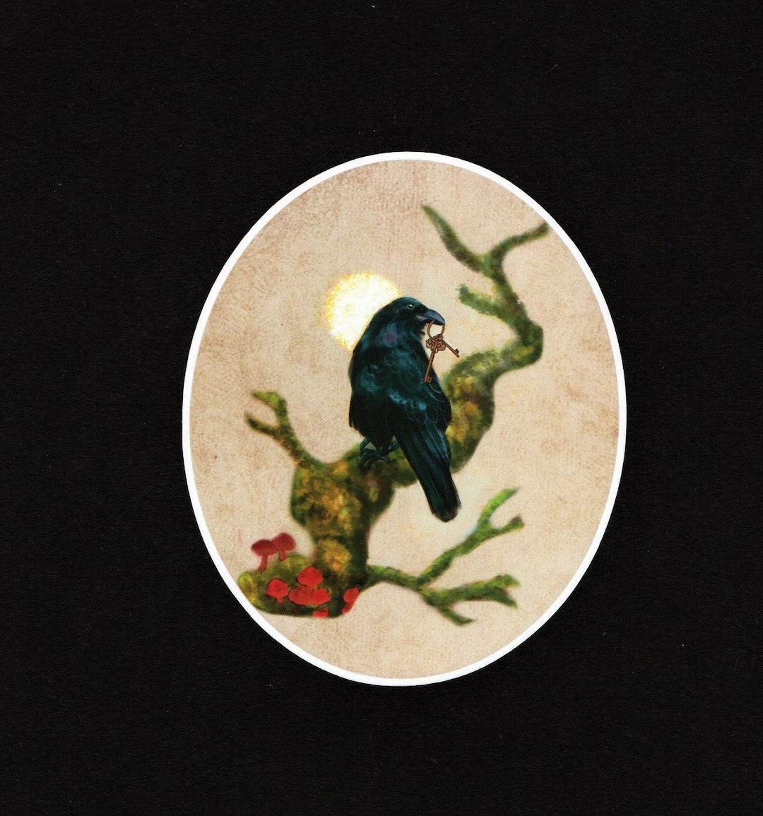 Raven Sticker, Raven Vinyl Sticker, Raven Laptop Decal, Raven and Key ...
