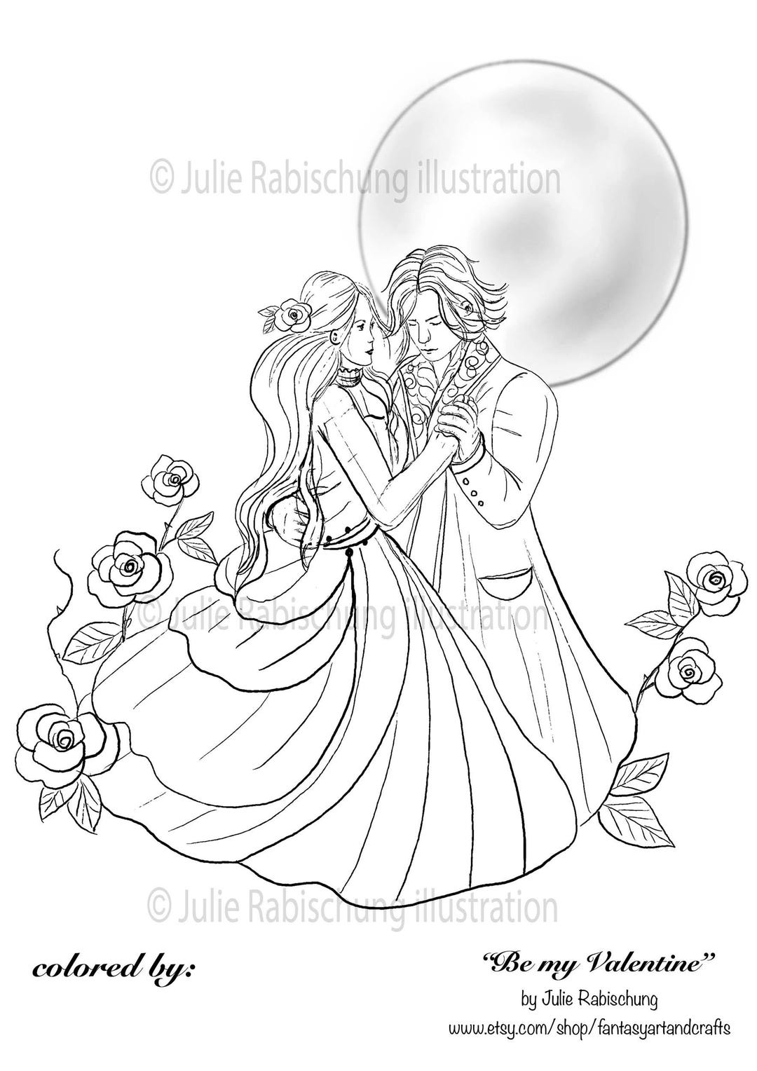 Valentine's Day Couple Coloring Page, Dancing Couple Coloring Page ...