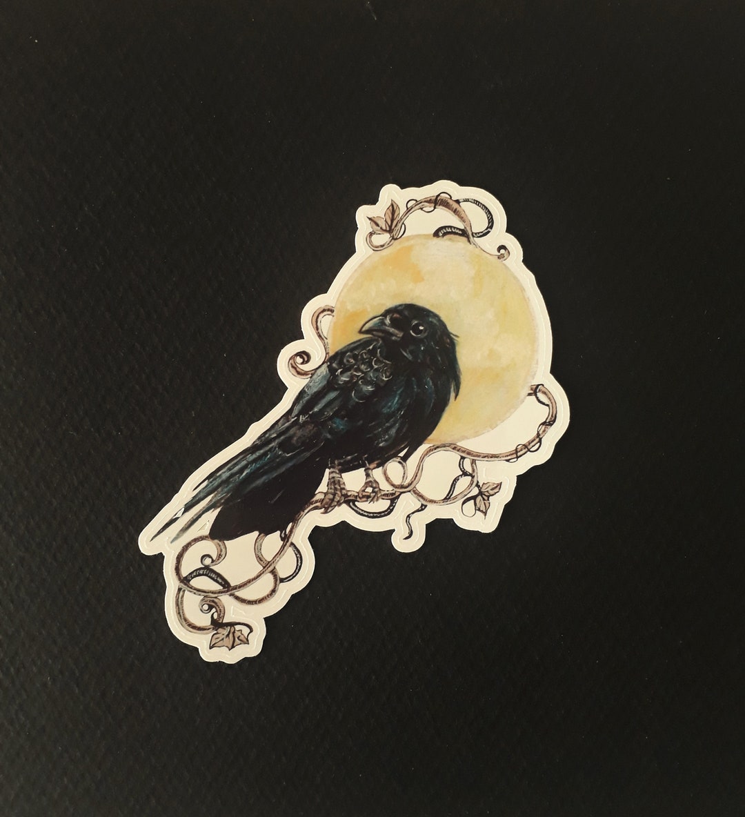 Raven Vinyl Sticker, Raven and Moon Sticker, Raven and Moon Tattoo ...
