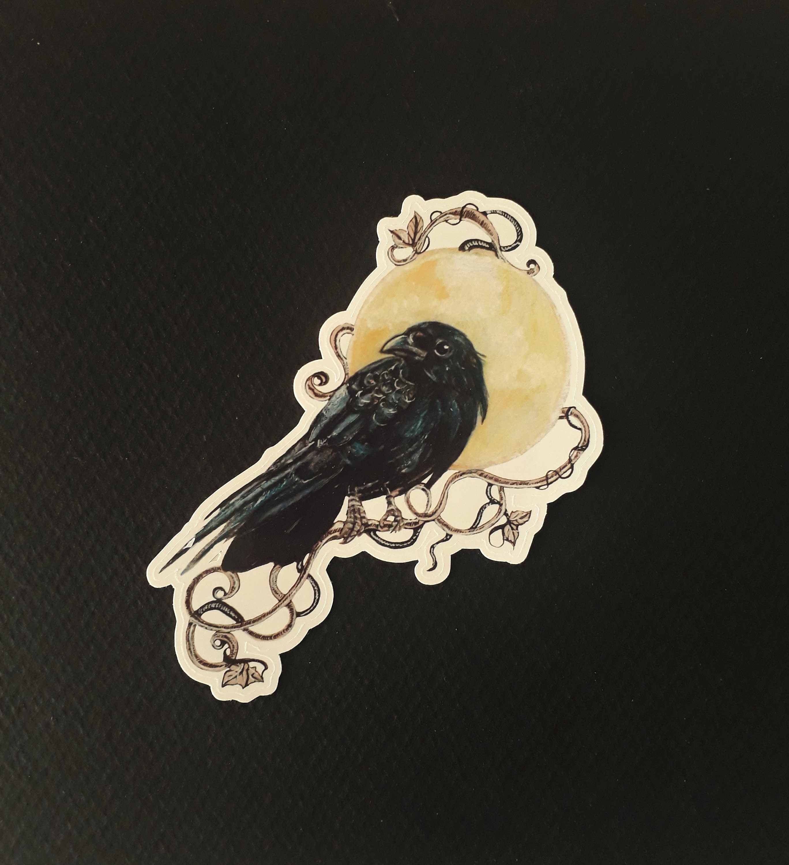 Raven Vinyl Sticker Raven and Moon Sticker Raven and Moon - Etsy