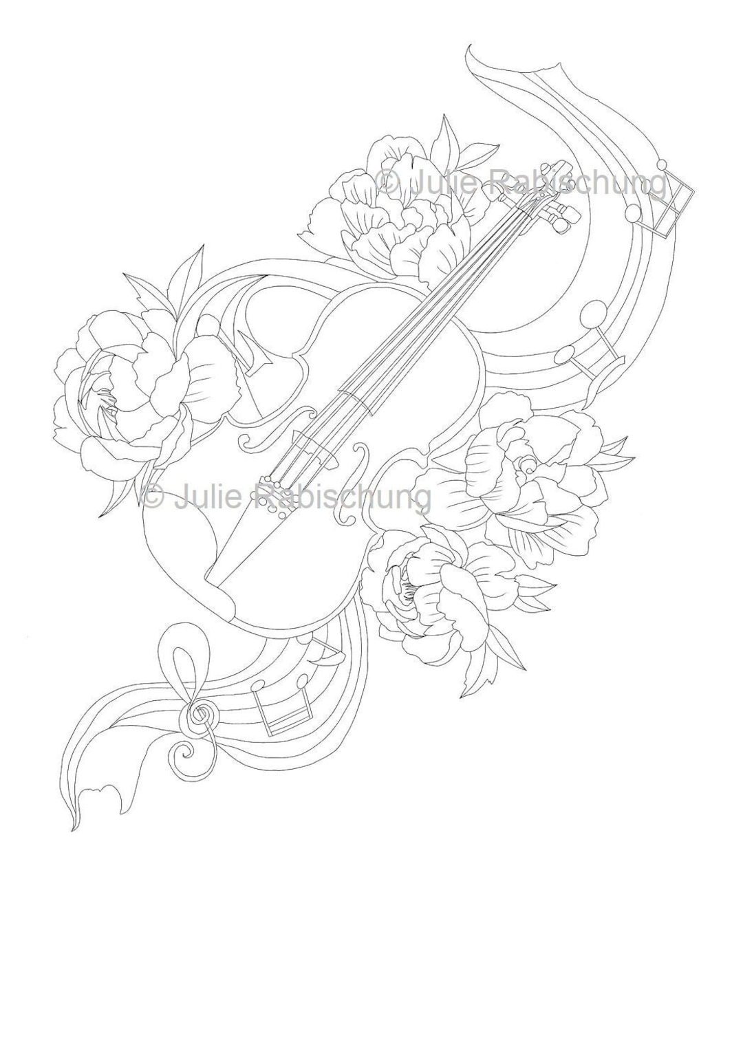 Violin Coloring Pages,printable Coloring Page,digital Coloring Page ...
