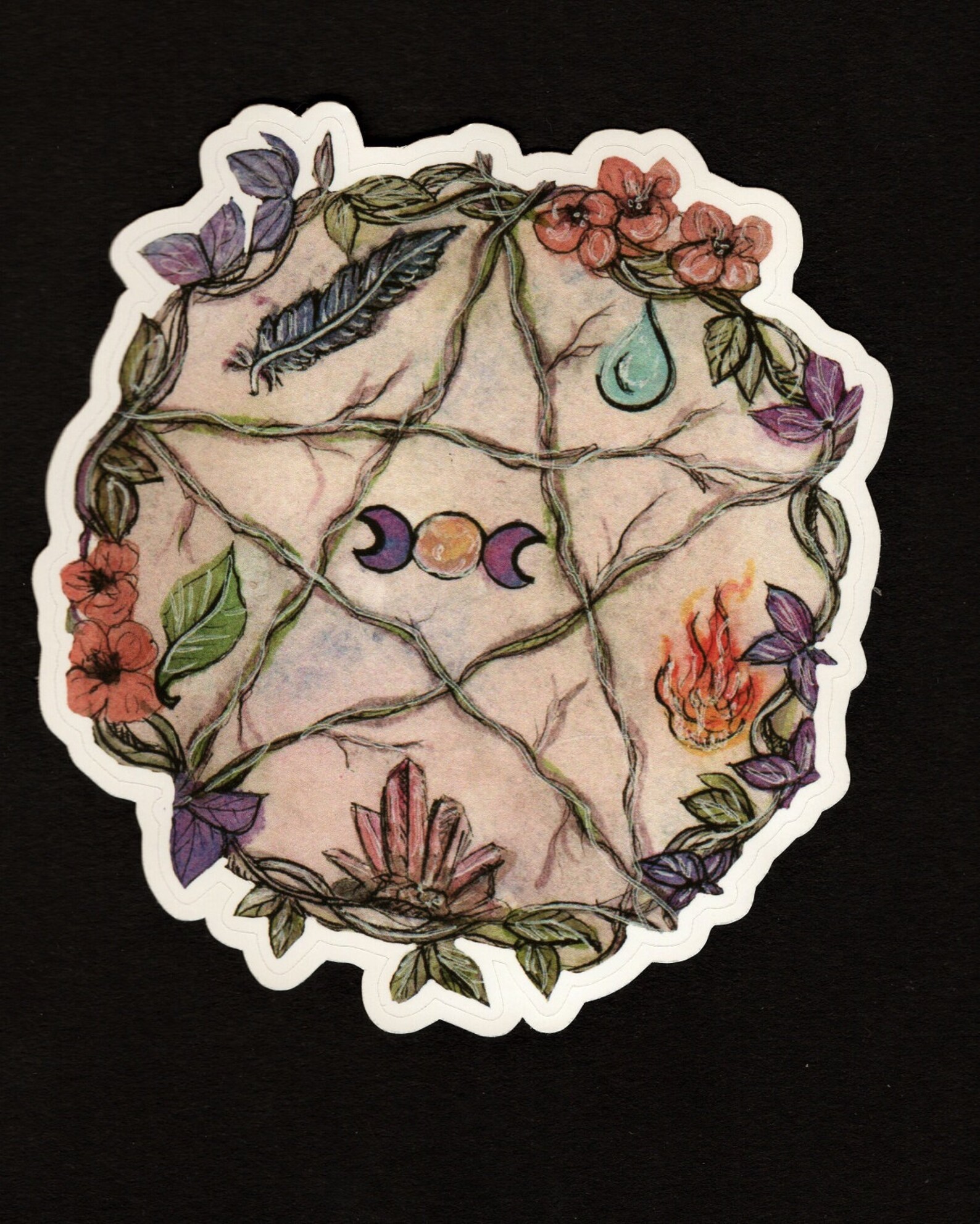 Elemental Pentagram Sticker 4 Elements Pentagram Sticker - Etsy