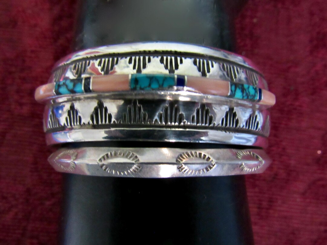 Vintage, Navajo, Sterling Silver, Carinated Bracelet/cuff With Stamping ...