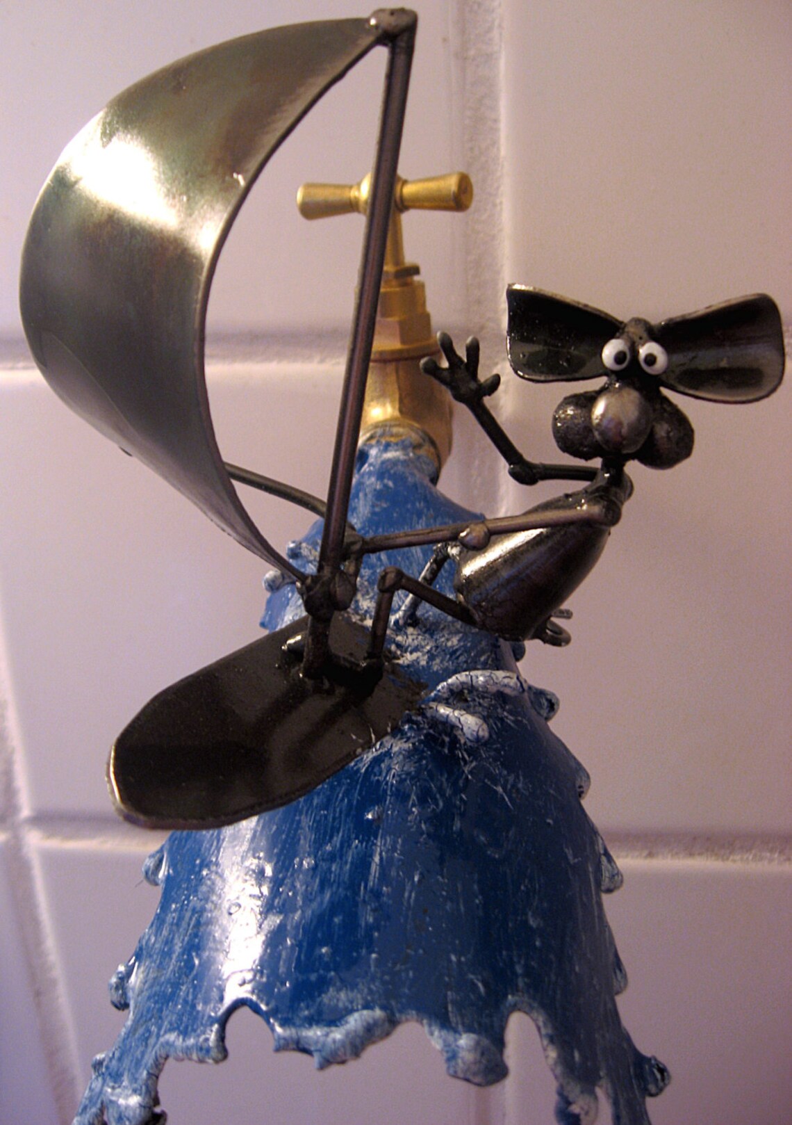 Windsurfing Mouse Sculpture Made From Recycled Metals | Etsy