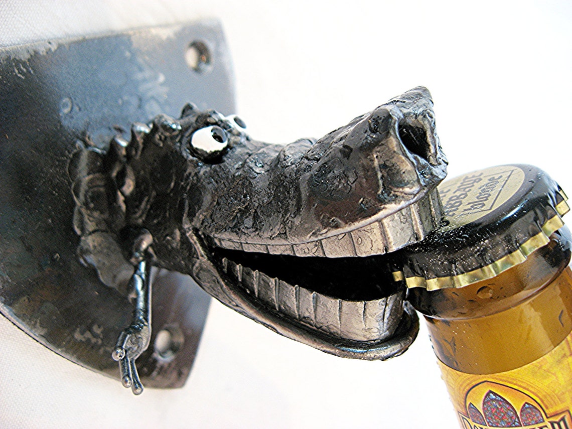 Alligator Bottle Opener , Wall Mounted, Handmade From Recycled Steel ...