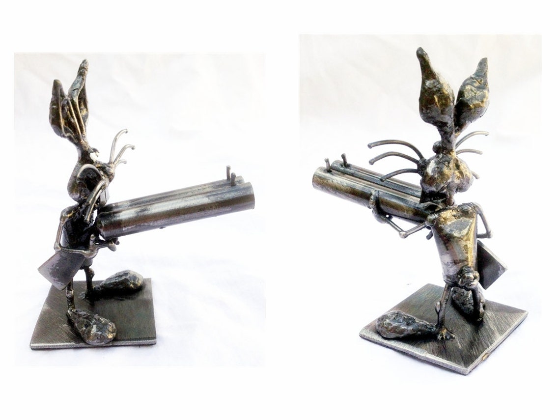 Homicidal Rabbit With Shotgun Steel Sculpture - Etsy