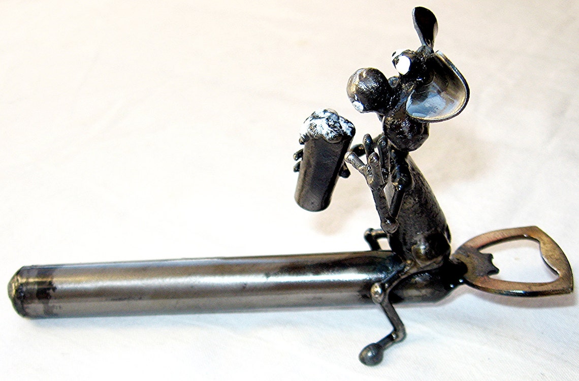 Bottle Opener - Beer Drinking Mouse Handmade From Recycled Steel - Etsy