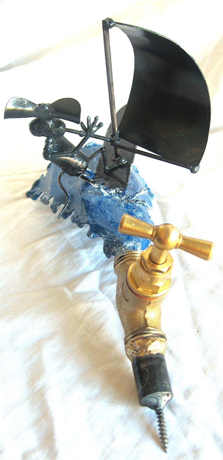 Windsurfing Mouse Sculpture made from Recycled Metals | Etsy