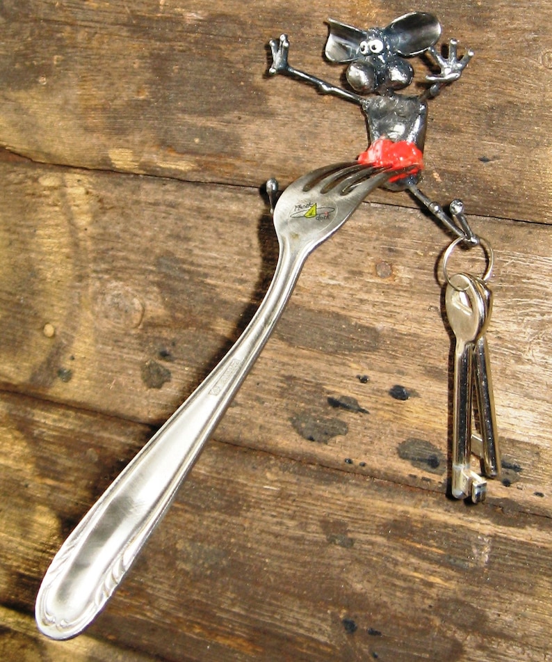 Mouse Keyholder Sculpture Wall Mounted Upcycled Fork - Etsy